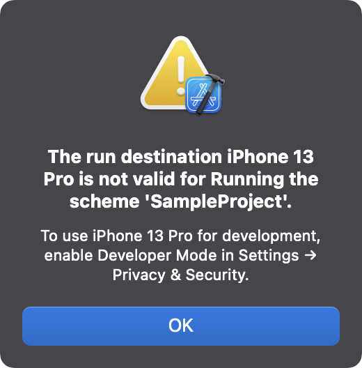 【Xcode/Swift】実機エラー：「To use iPhone xx for development, enable Developer Mode in Settings → ...